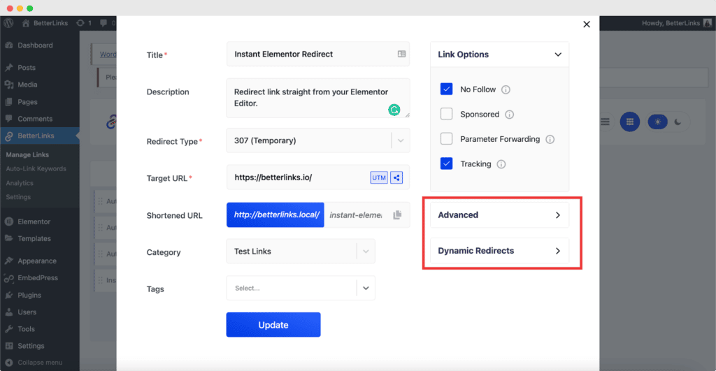 How To Use BetterLinks Instant Elementor Redirect?